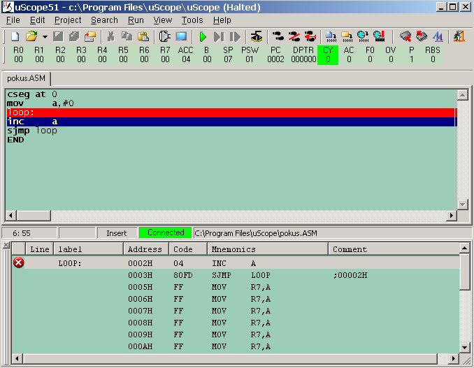 Promis - Micro Scope - Development tool for MCS 8051 - creation and debugging project quide